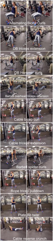 2 Week Workout Plan Day 8: Biceps Triceps Abs | Fitness Food Diva