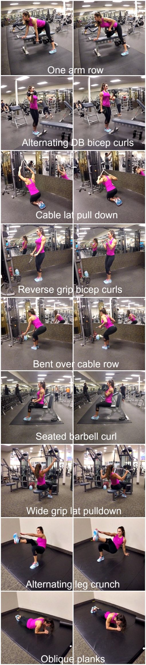 2 Week Workout Plan Day 4: Back Biceps Abs | Fitness Food Diva